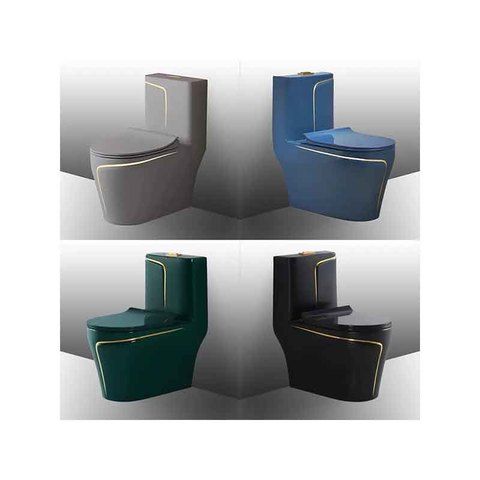 Gold Ceramic Toilet - Modern S-Trap Design for Bathrooms