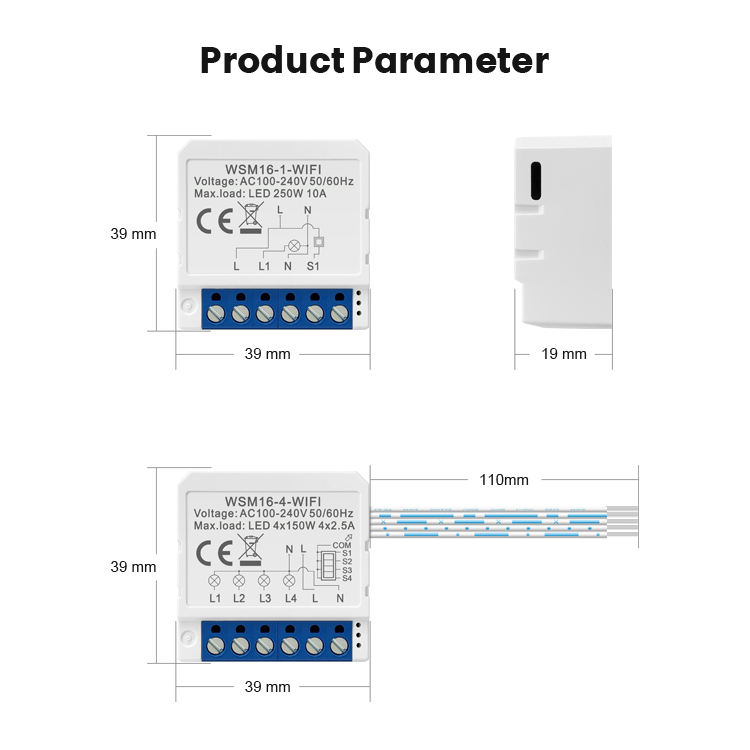 Diy Smart Home 100-240v Tuya Light Switch With Energy Monitoring 1/2/3 ...