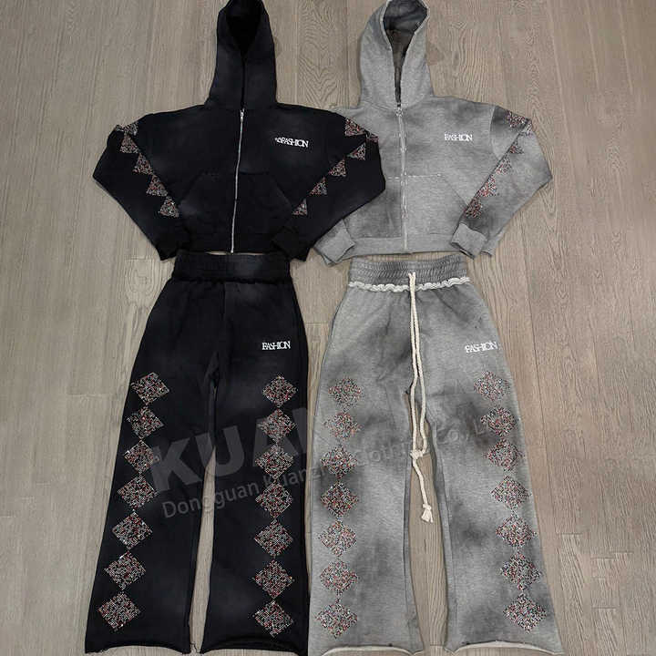 Custom Manufacturer Sweatsuit - Double Waist, Rhinestone Hoodie