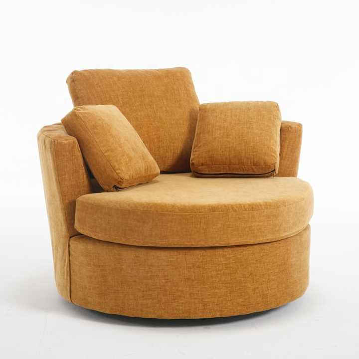 Living Room Single Sofa Modern Design Style Orange Linen Fabric ...