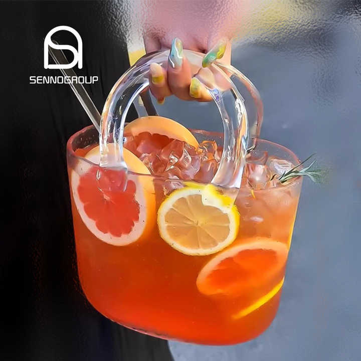 Transparent Handbag Glass Purse Shaped Vase Wine Drinking Cup Bag Fruit ...
