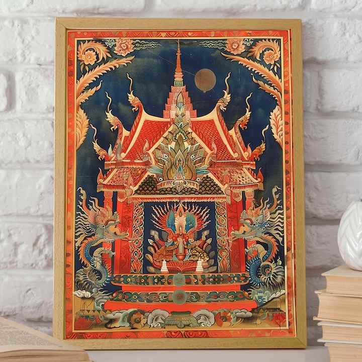 Custom Thai Traditional Temple Art Decor Painting Ornate Pagoda and ...