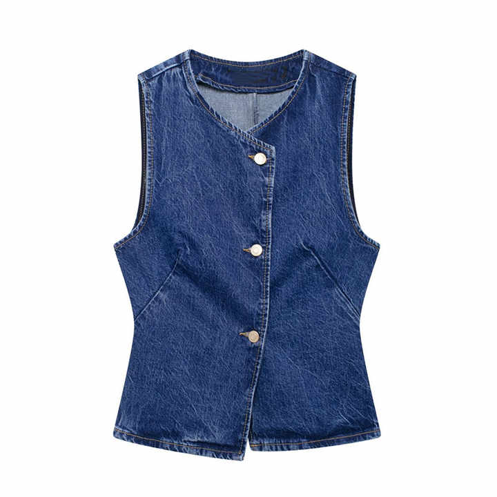 TAOP&ZA Women's Clothing 2024 Early Autumn New Round Neck Sleeveless ...