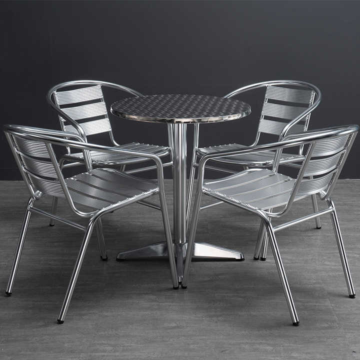 Outdoor All Aluminium Stackable Chair Cafe Garden Portable Modern ...