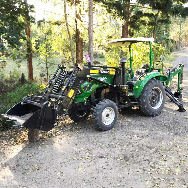 4-Wheel Drive Tractor Backhoe Loader Mini 4x4 Compact Tractor Diesel ...