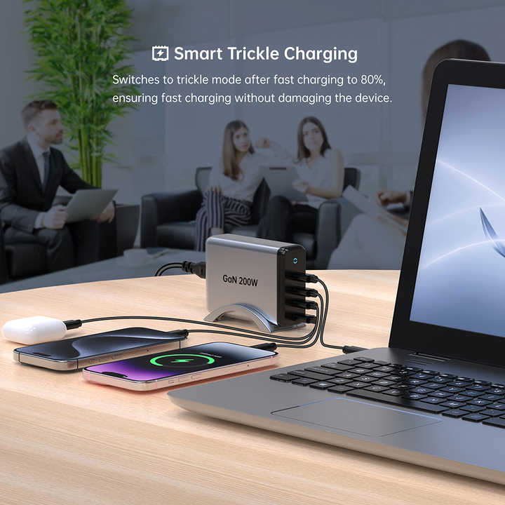 Multifunctional 4 Ports 200W PD 3.0 Power Supply GaN Tech Fast USB C Charger for Laptop Tablet ...