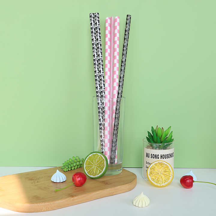 12 Inch extra Long Decorative Straws With Printed pink Checker, 10mm ...
