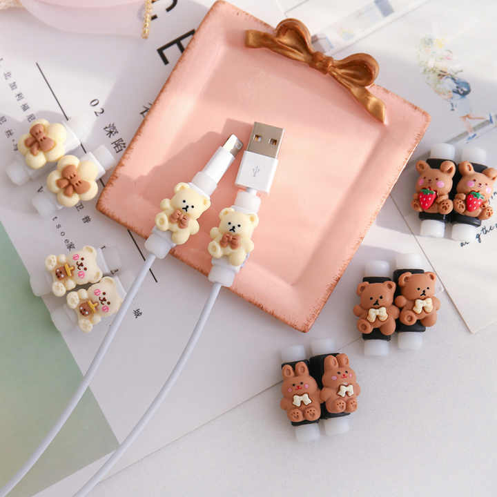 Cute Cartoon Animal Soft Silicone Cable Protector USB Data Charging ...