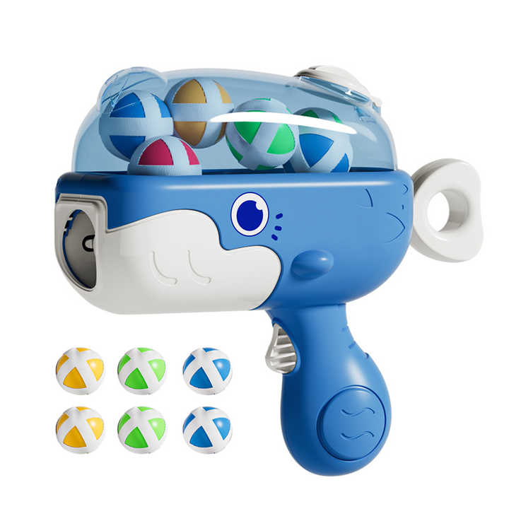 Cartoon Whale Shooting Sticky Ball Dart Gun Toy Game for Kids With 6pcs ...