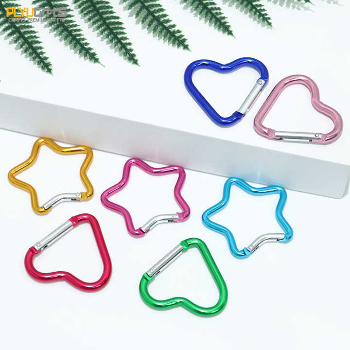 Custom Size Colorful Aluminum Star Shape Carabiner Clips