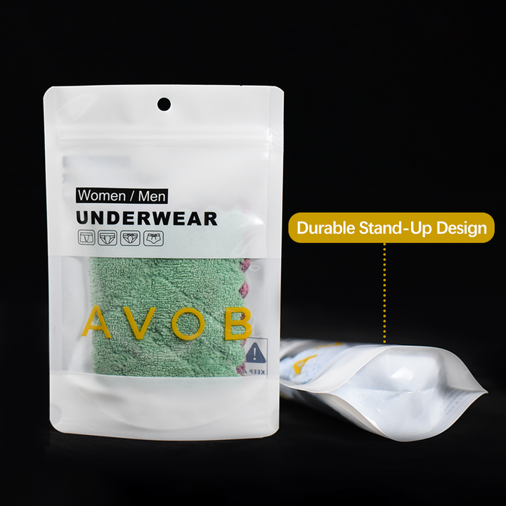 Custom Resealable Stand up Pouches for Underwear Packaging
