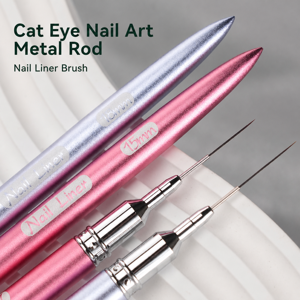 2026 New Cat Eye Metal Handle Nail Liner Brushes Ultra Fine Needle Tube ...