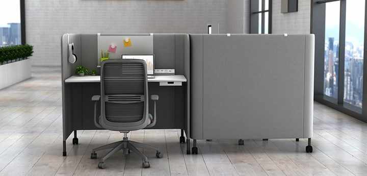Orizeal Office Acoustic Partition Workstation - Moveable Screen Desk/table