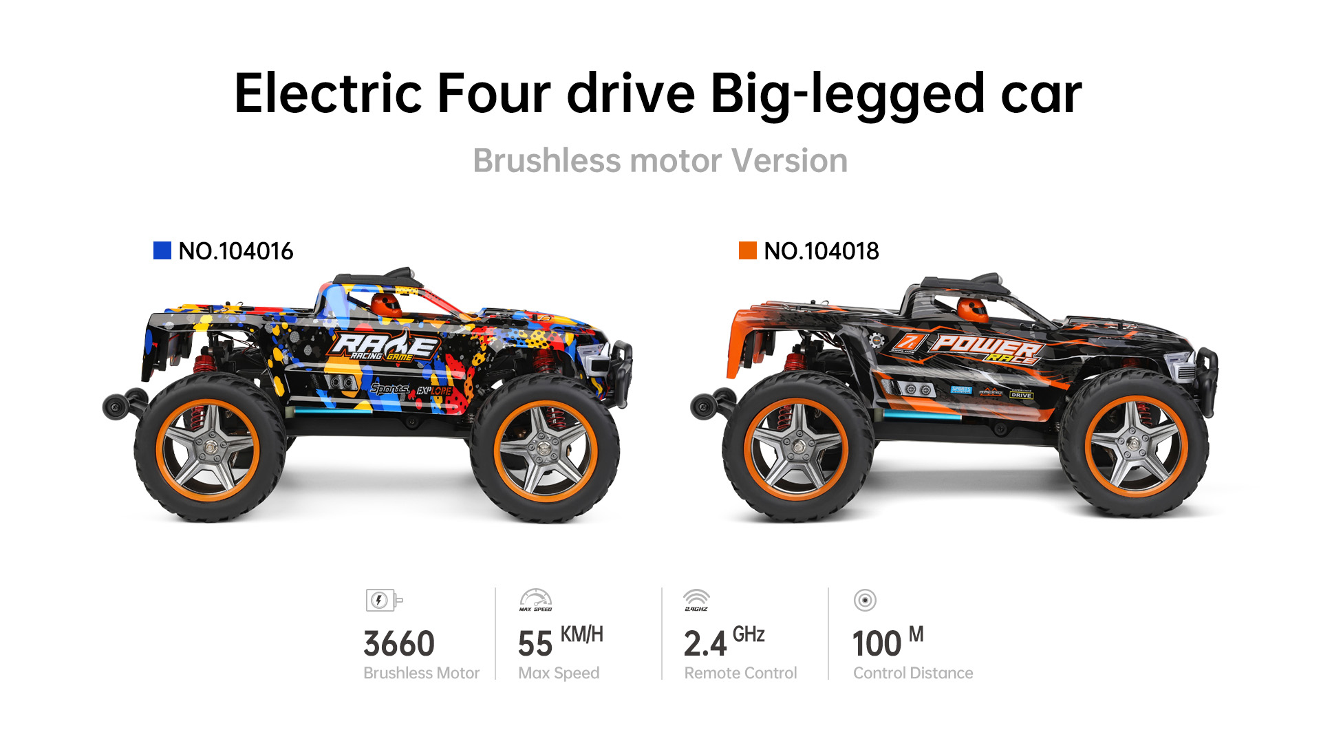 WLtoys 104016 RC Car Brushless 1:10 55KM/H High Speed 4WD Off-Road Racing Radio Control Toys ...