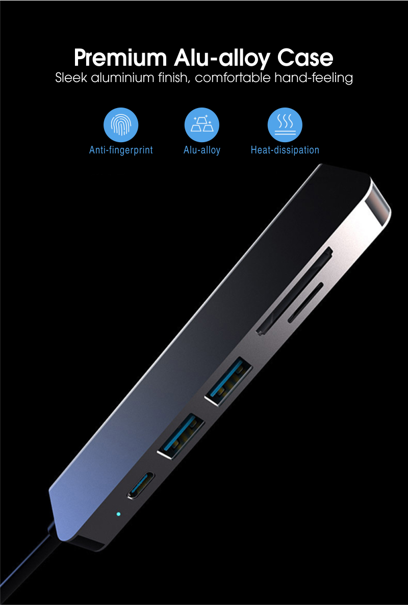 9 in 1 Mini USB Hub USB C Hub Multiport RJ45 Auxiliary 4K HDTV 9 Ports ...