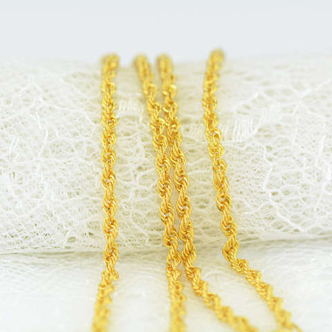 9k Real Gold Plated Rope Chain 2mm Men Chain Necklace Women Chains 16 ...