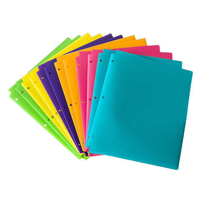 Heavy Duty 3 Hole Punch Folders with Two Pockets & Card Slot
