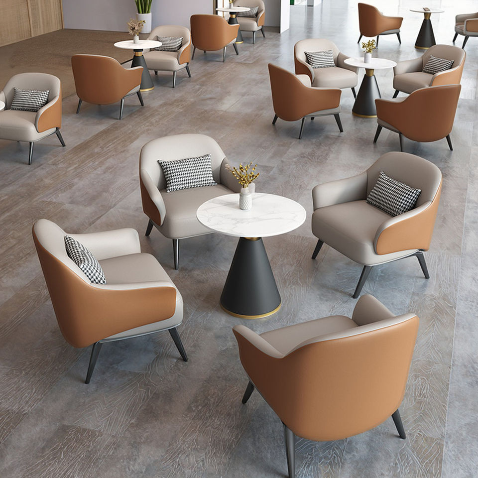 Modern Metal Office Hotel Negotiation Table and Chair Set with Four ...