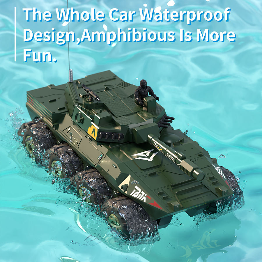 Kid Friendly 1:32 Amphibious RC Armored Vehicle Waterproof 2.4G Remote ...