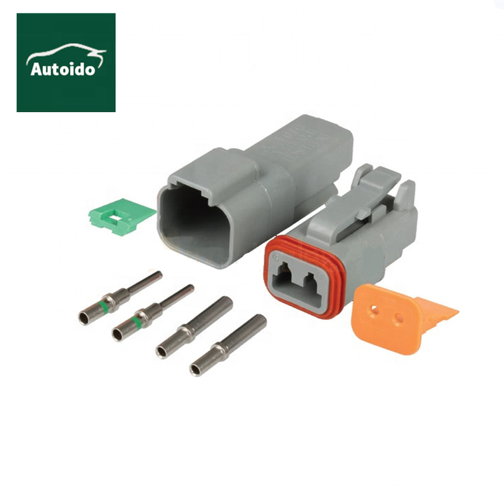 Deutsch DT Series 2 Pin Connector Kit with Barrel Style Terminals 16-20 AWG
