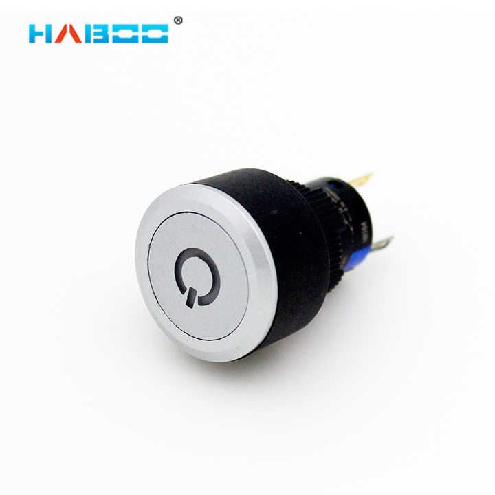 22mm Flat Power Symbol Push Button Switch with LED Light