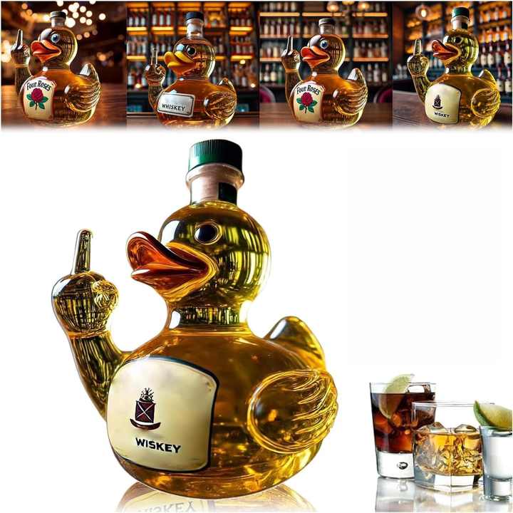 Funny Whiskey Decanter - 10 Oz Middle Finger Duck Bottle