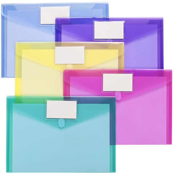 Colorful A4 Size Clear Transparent Plastic Document Holders