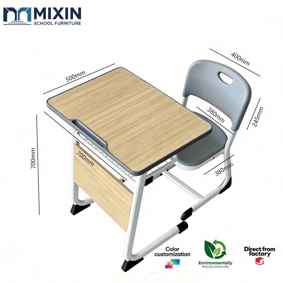Ergonomic Kids Wooden Student Table Study Single Desk and Chair Set for ...