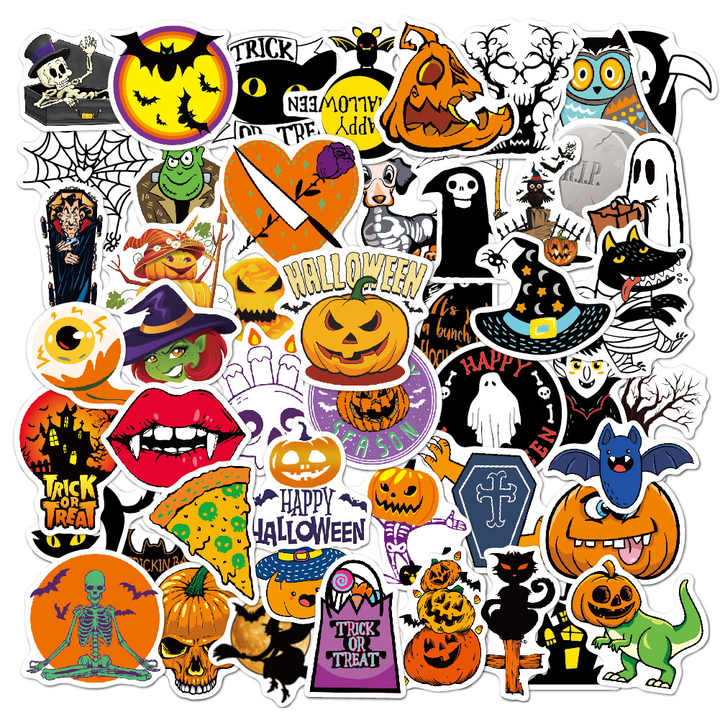Pumpkin Bat Ghost Kawaii Festival Decal Sticker Halloween