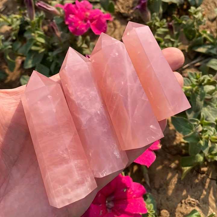 Natural Rose Quartz Point, Pink Hexagonal Prism Ornament, Room Decor ...