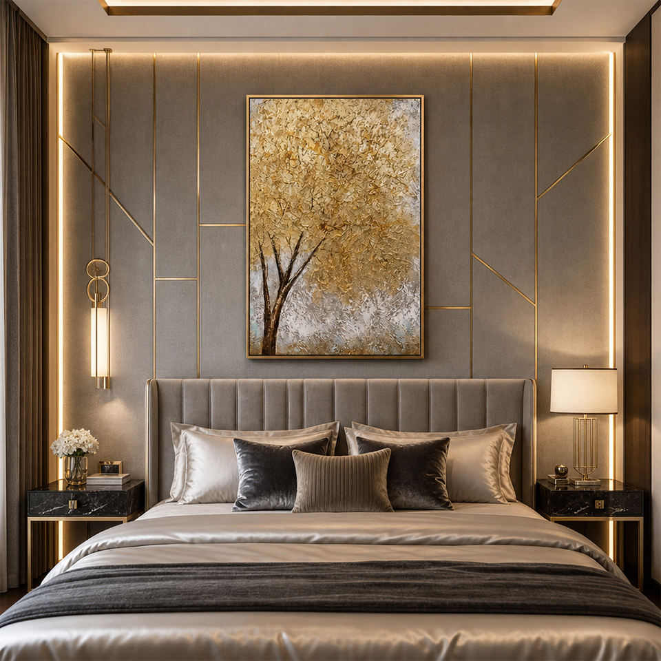 Handmade Canvas Home Decor Modern Abstract 3D Textured Landscape Wall ...