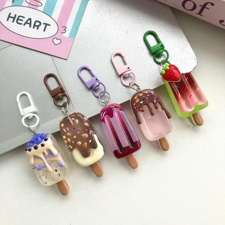 Strawberry Ice Cream Keychain Charms Simulated Food Personalised ...