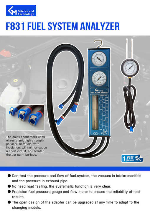 F831 Fuel Pressure Flow Meter Vehicle Tool Kit Automotive Engine Fuel ...