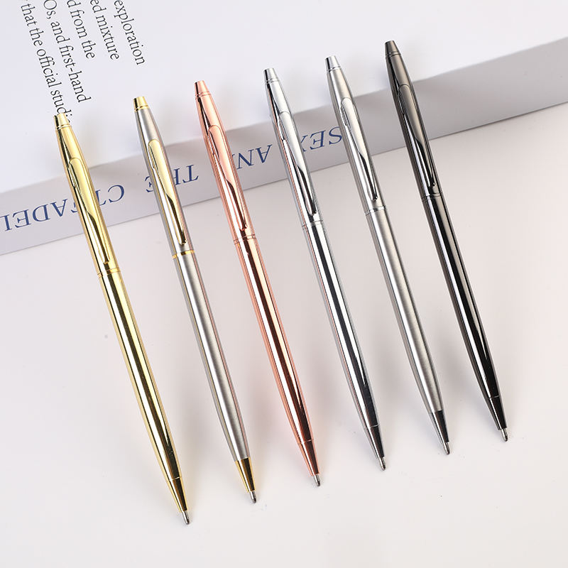 Promotional Luxury Golden Color Ballpoint Pen Slim Metal Hotel Custom ...