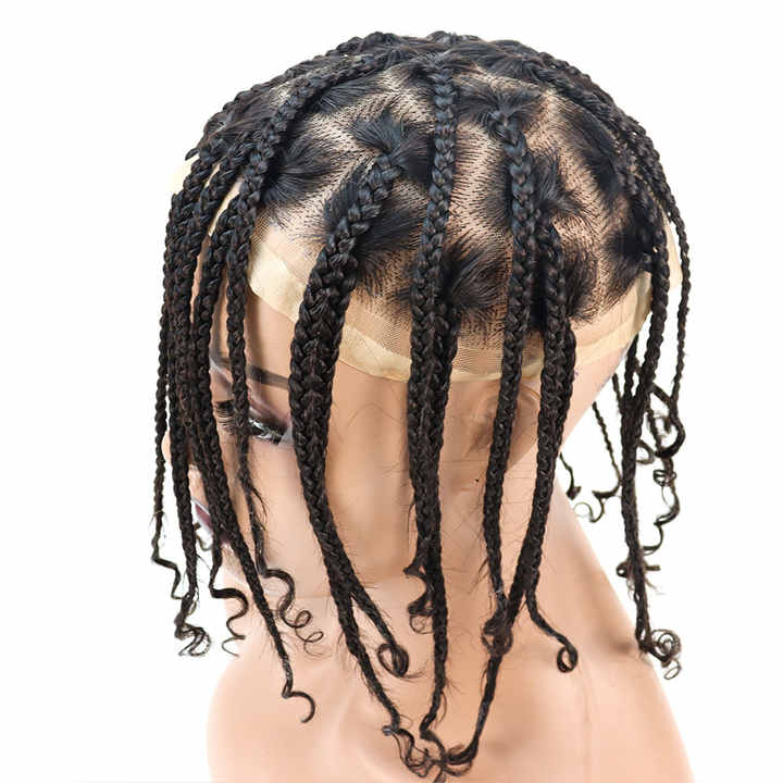 Long Box Braids for Men - Brazilian Virgin Human Hair Toupee 8x10 ODM