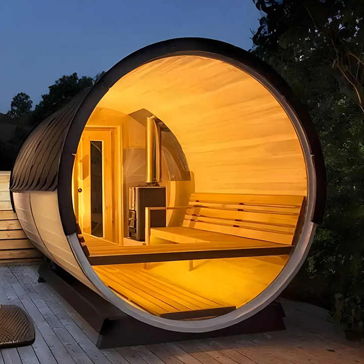 Smartmak Traditional Steam Barrel Sauna Room for 3-4 Persons