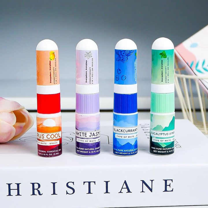 Two Way Roll on Nasal Inhaler with Essential Oils , Inhale and Roll on ...