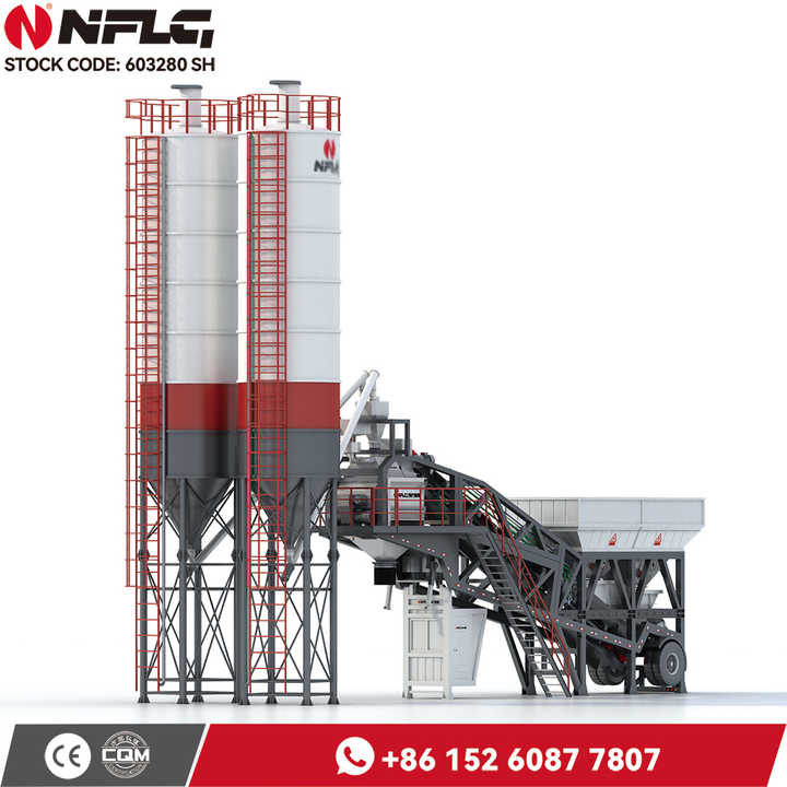Two Aggregate Hopper 80 M3h Mixing Plant Mobile Concrete Batching Plant ...