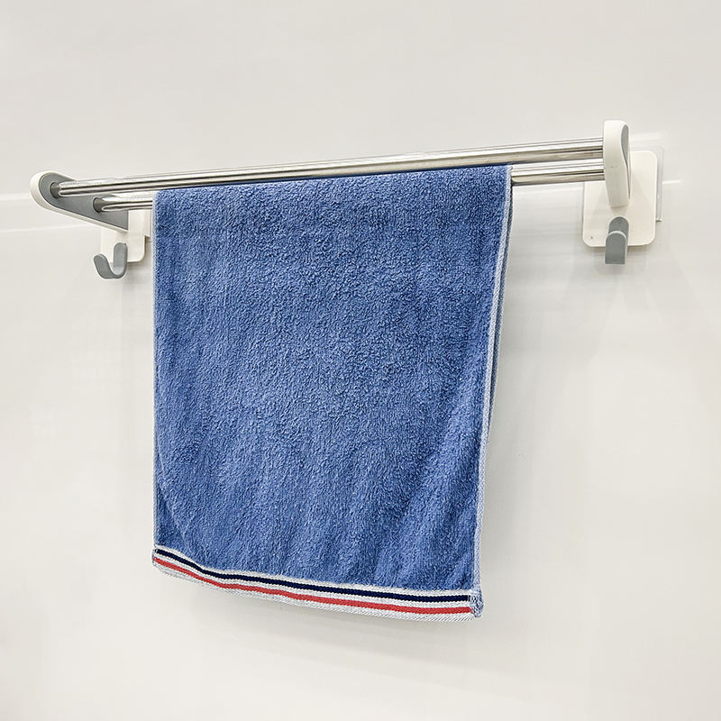 Wall-Mounted Foldable Plastic Single Bar Towel Rack with Shelf Bathroom ...