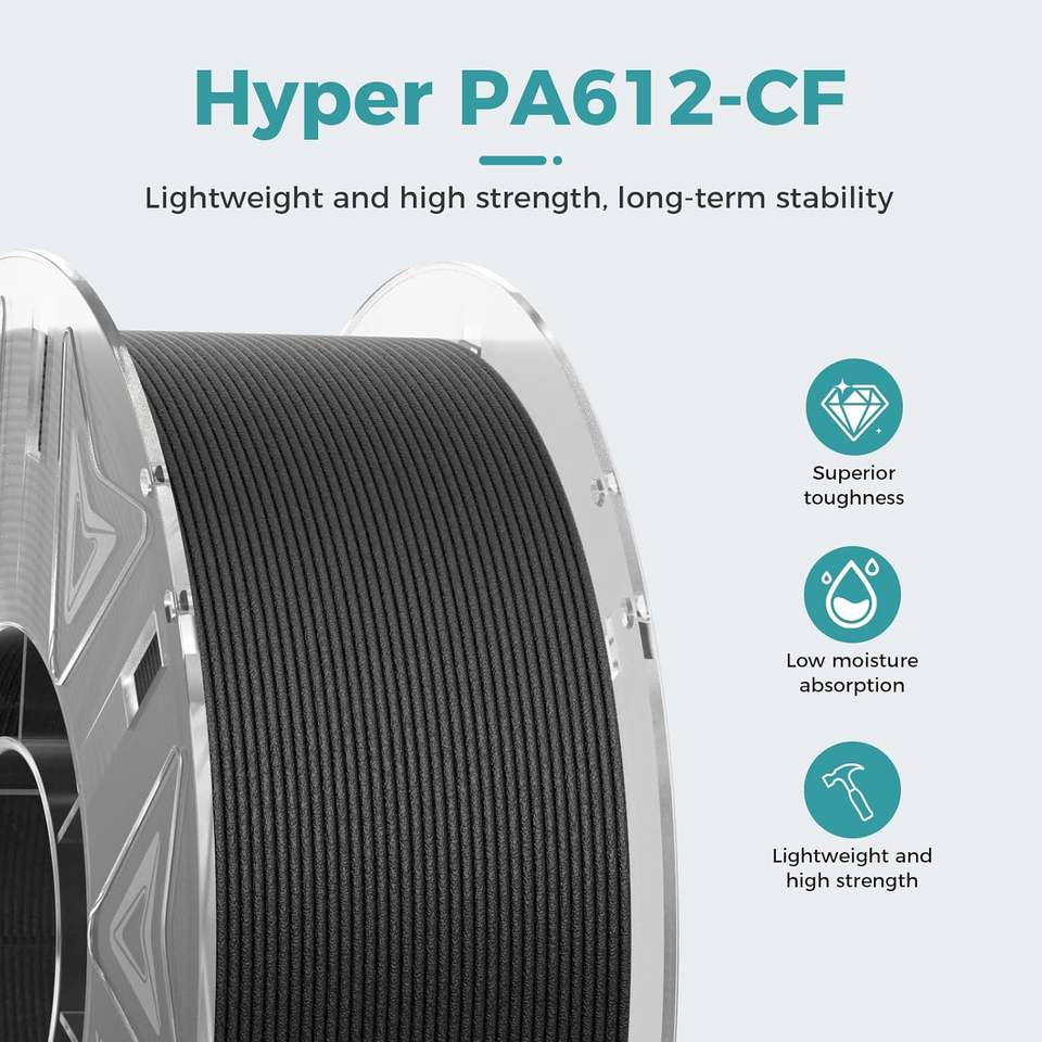 Hyper PA612-CF Filament 1.75mm - High Strength 3D Printing
