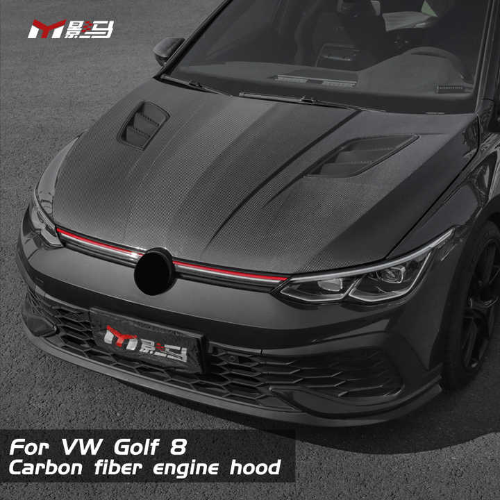 VW Golf 8 Carbon Fiber Car Hood Wrap – OEM Fitment Accessory