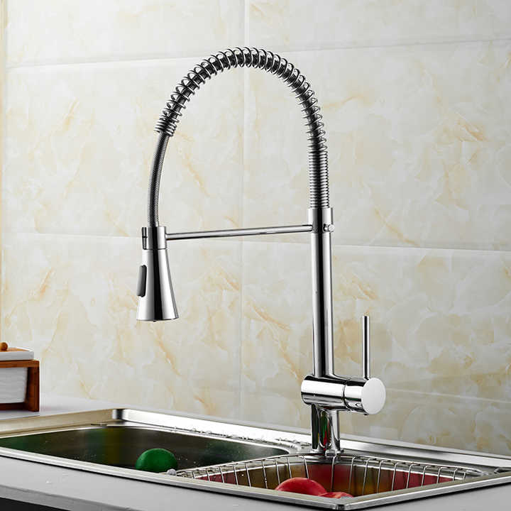 Gourmet Single Handle Flexible Spout Spring Kitchen Sink Faucets with ...