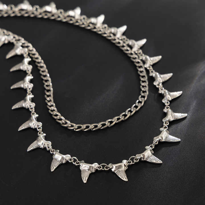 Metal Shark Tooth Pants Chain for Men Women HipHop Rock Double-layered ...