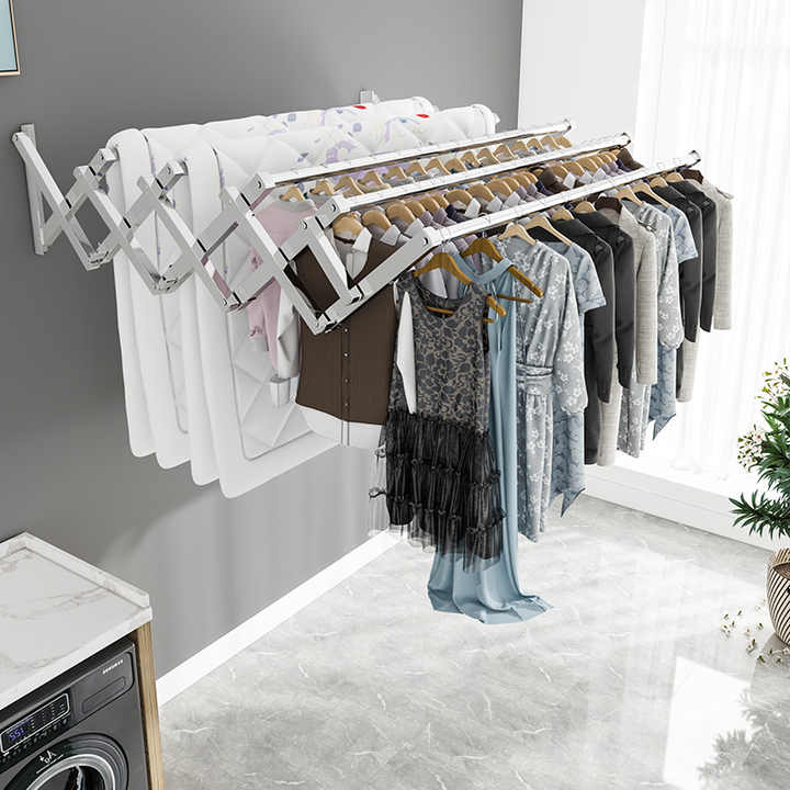 Extendable Wall Mounted Drying Rack - Space-Saving Laundry
