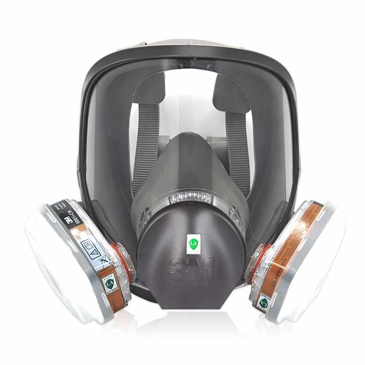Dual Cartridge Full Face Silicone Gas Mask Respirator with Double ...