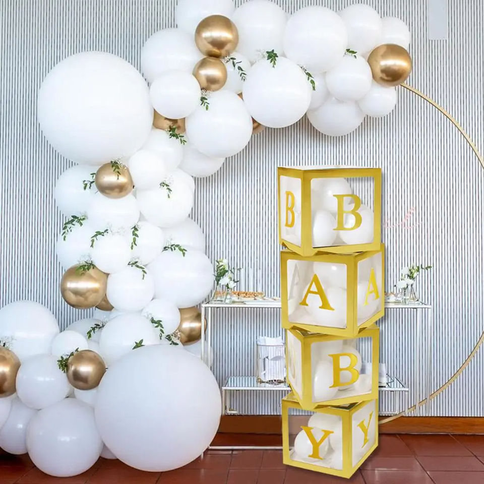 Gold Transparent Balloon Box With Letter Custom Acrylic Party ...