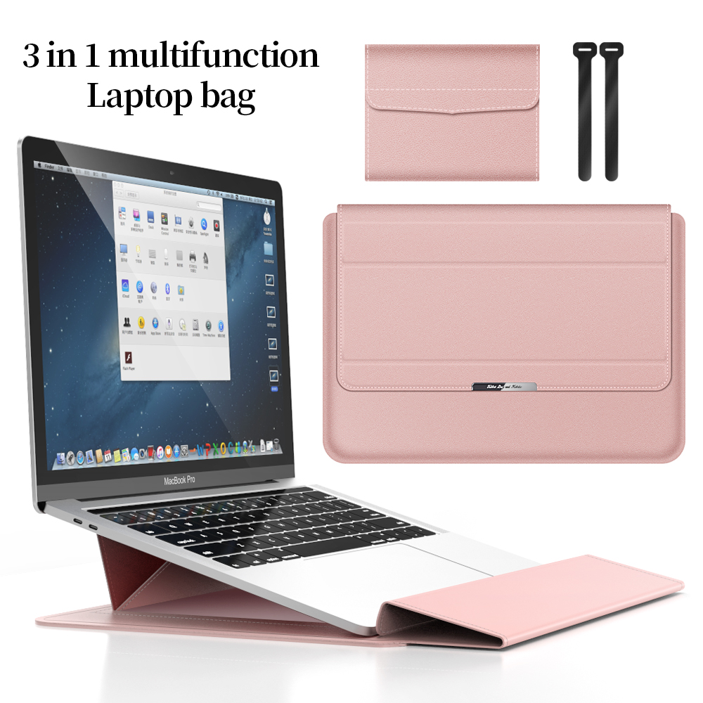 Pu Leather Waterproof Laptop Sleeve Bag & Stand Holder - Oem