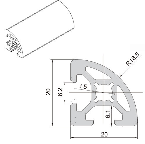 20 Series Dual-Color Industrial Aluminum Profile 6063-T5 Micro Frame ...