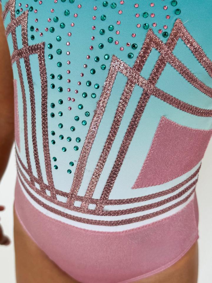 Elegant Girls Gymnastics Training Leotard with Rhinestones