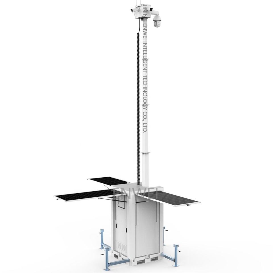 Solar Power Mobile CCTV Tower for Construction Sites